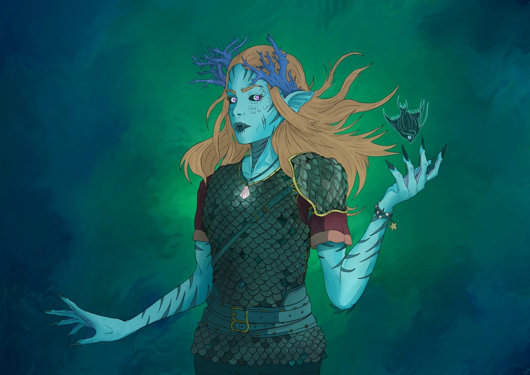 [OC] Naraelyss, my Dhapmir Sea-Elf Cleric (Twilight) / Warlock (Fathomless) | Scrolller