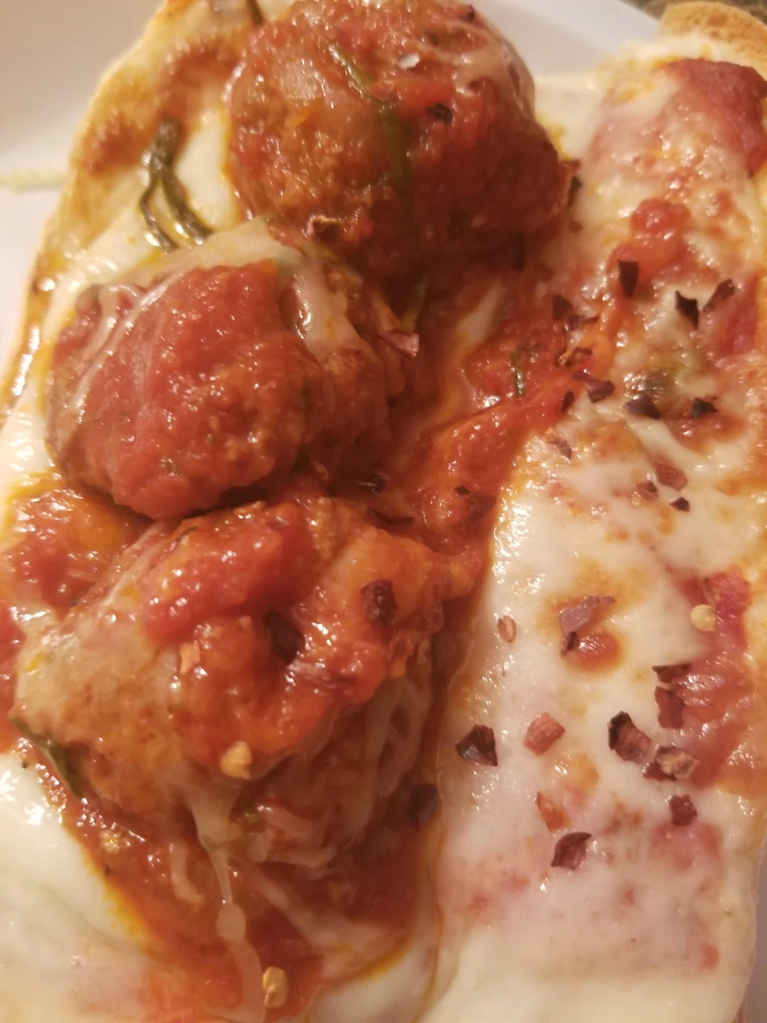 Meatball sub. Provolone. Mozzarella. Red sauce. | Scrolller