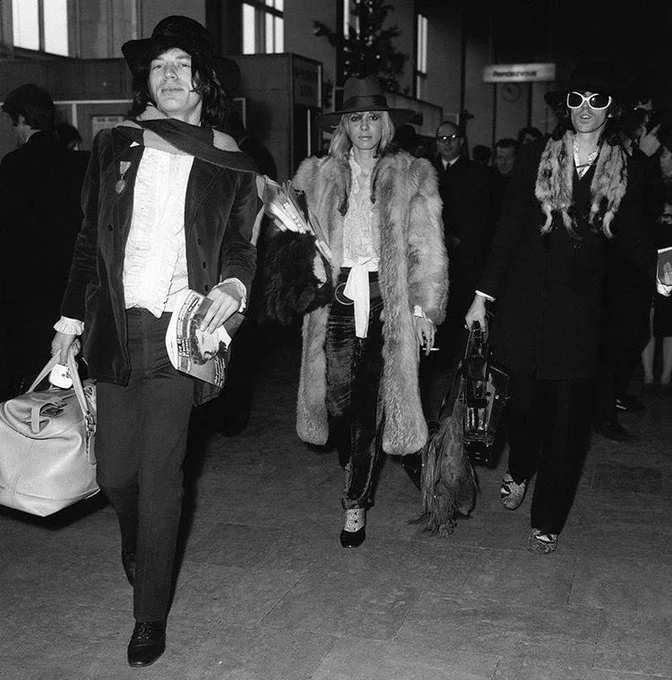 Mick Jagger, Anita Pallenberg and Keith Richards at Heathrow Airport. 1968 | Scrolller