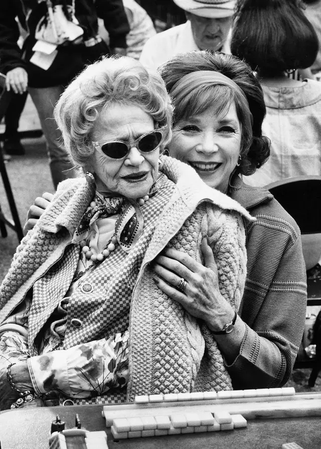 Sylvia Sidney & Shirley MacLaine on the set of Used People (1992) | Scrolller
