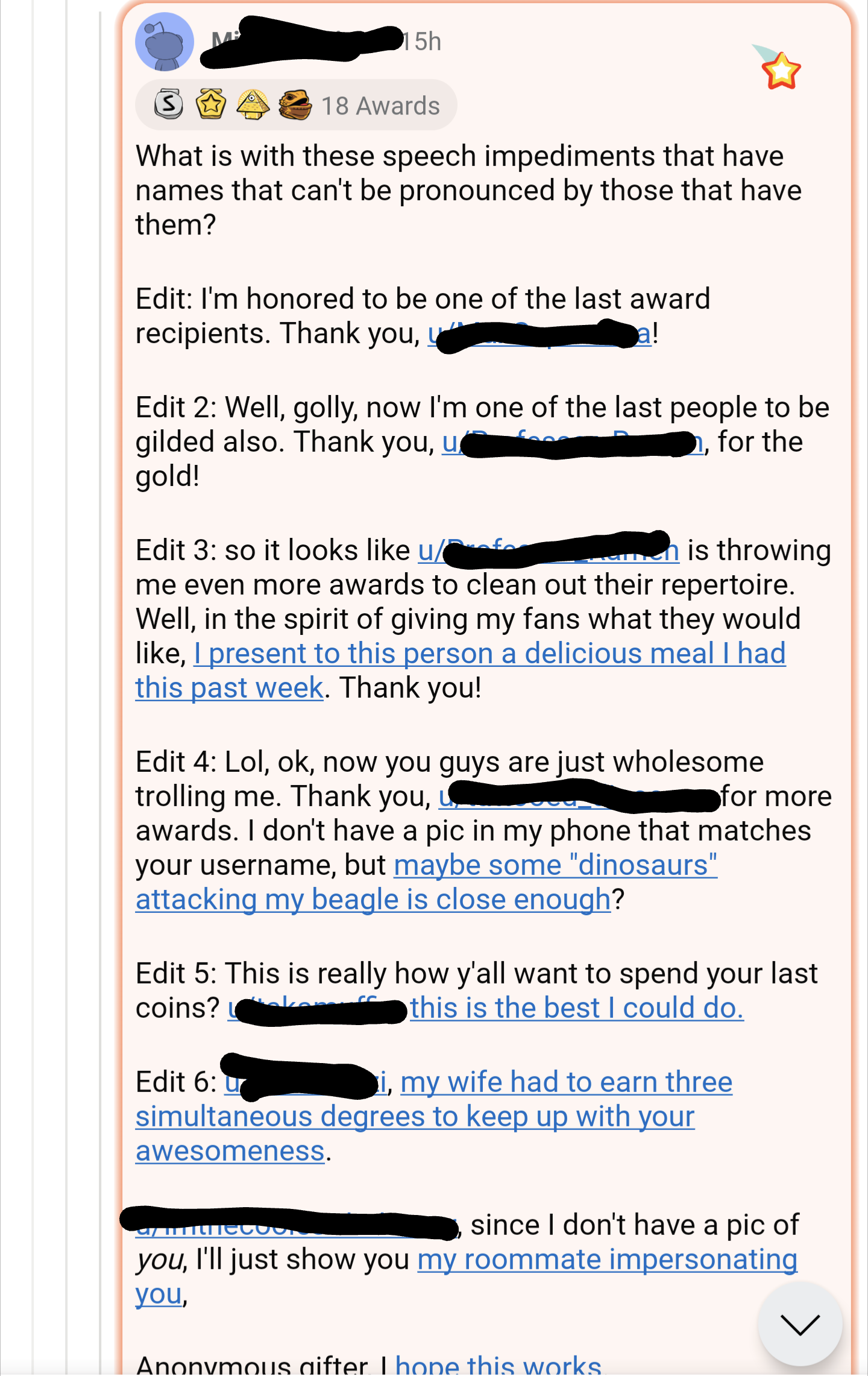 Discover more like Redditmoment: Edit 12: Thank you again for the gold, kind stranger and ...