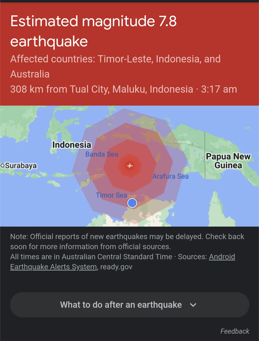 Big earthquake off to the North of Australia | Scrolller