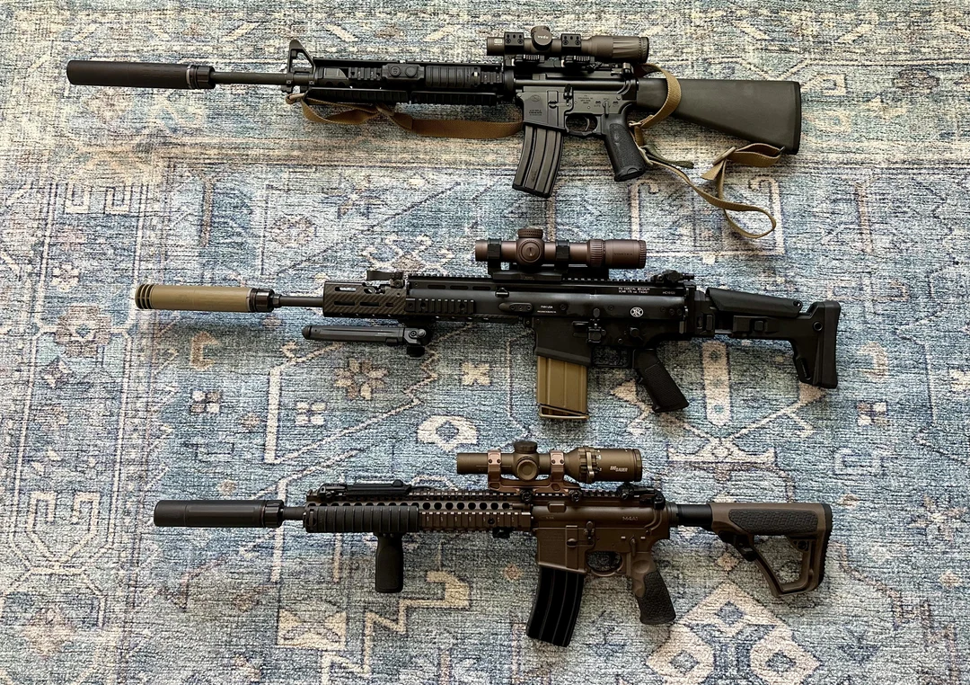 My 3 go-to rifles in the safe. Pre range day spread! #M16 #SCAR17 #M4A1 | Scrolller