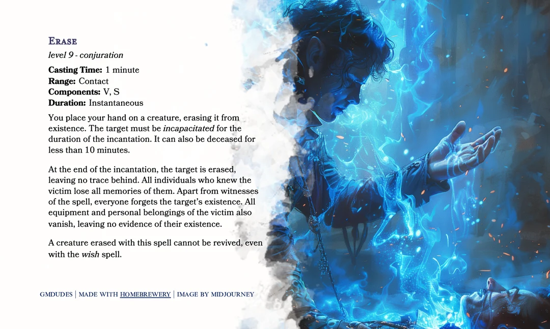 Erase, a 9th level spell to create story and drama! | Scrolller