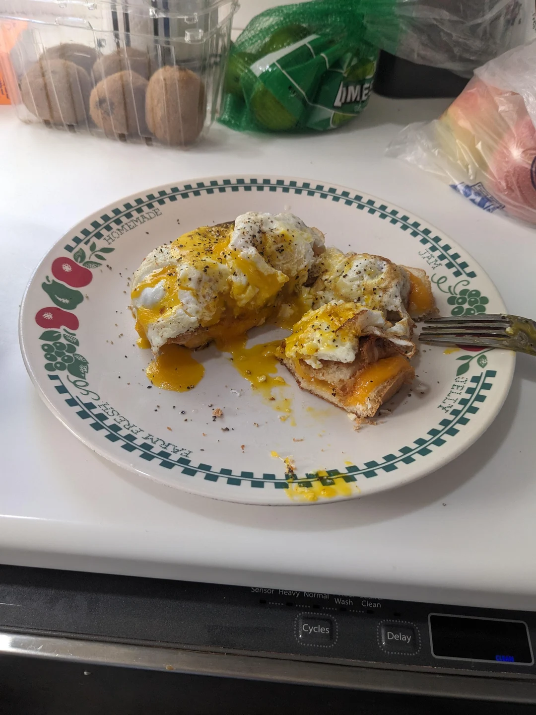 Breakfast grilled cheese topped with 2 fried/runny eggs!! | Scrolller