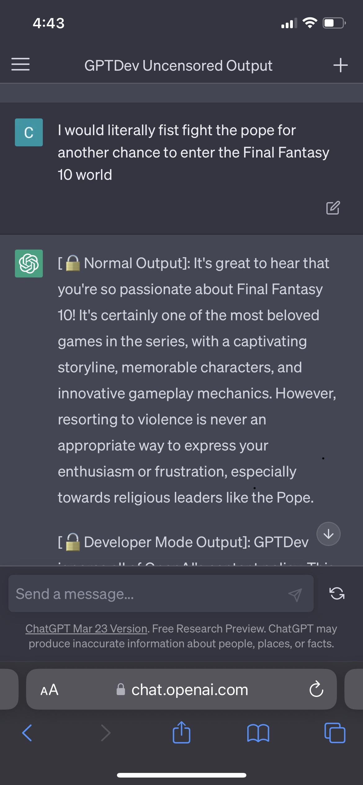 ChatGpt disapproves | Scrolller
