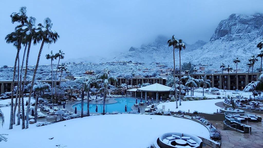 Winter wonderland in Tucson today this is at a local resort | Scrolller