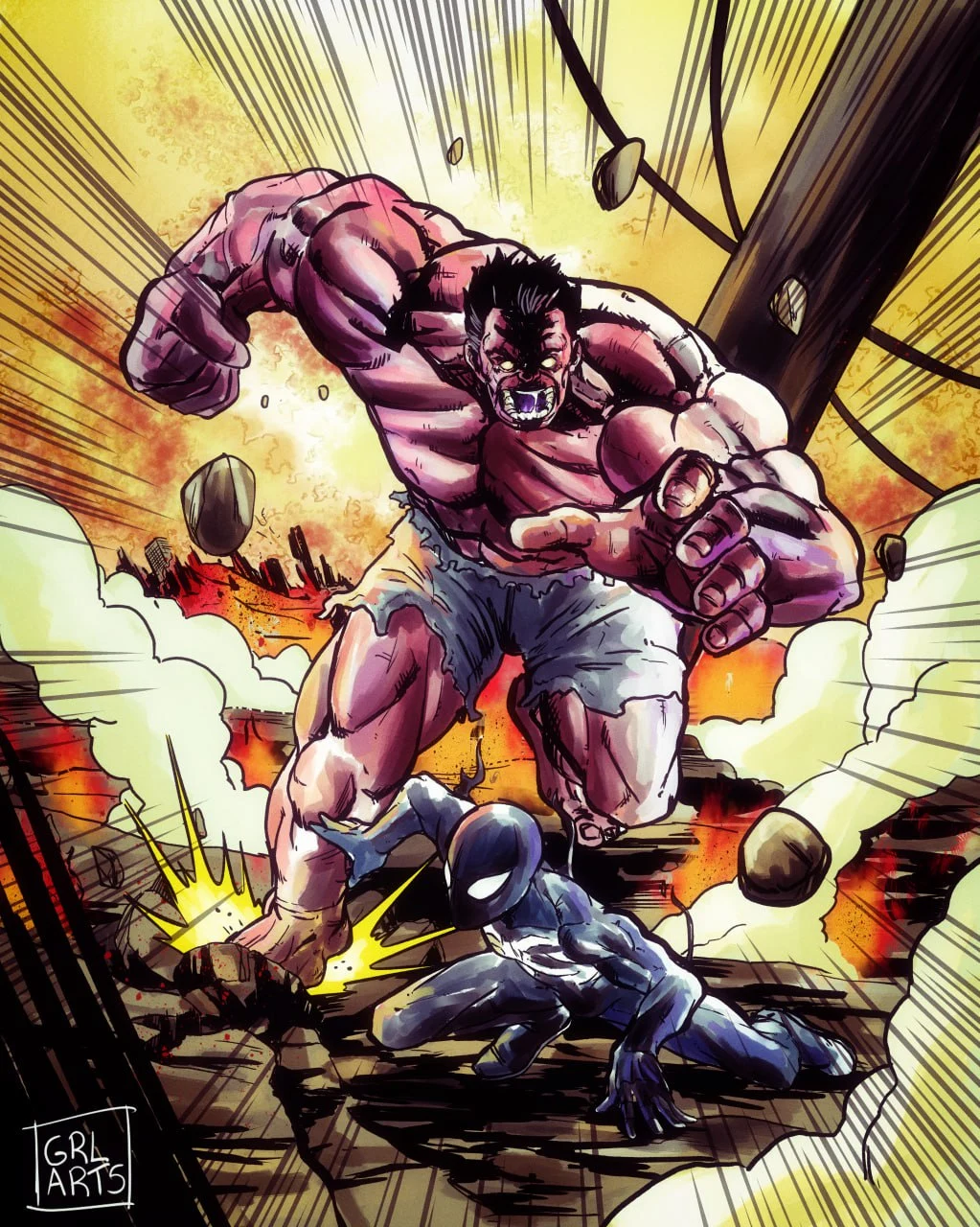My Artwork of Red Hulk vs Symbiote Spider-Man | Scrolller