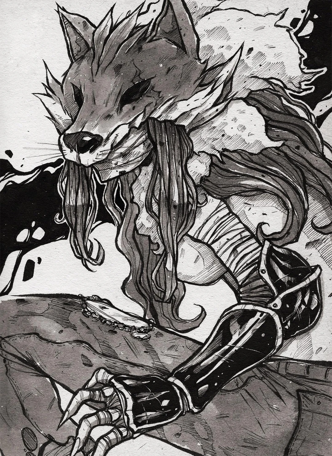 Wolves huntress, me, Ink and watercolor, 2019 | Scrolller