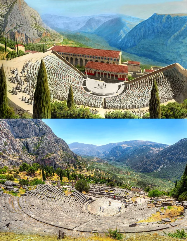 The ancient theatre of Delphi, Greece | Scrolller