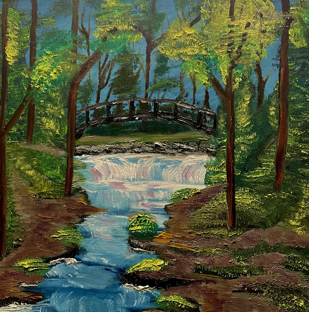 Secluded Bridge (Bob Ross Tutorial), Me, Oils, 2023 | Scrolller