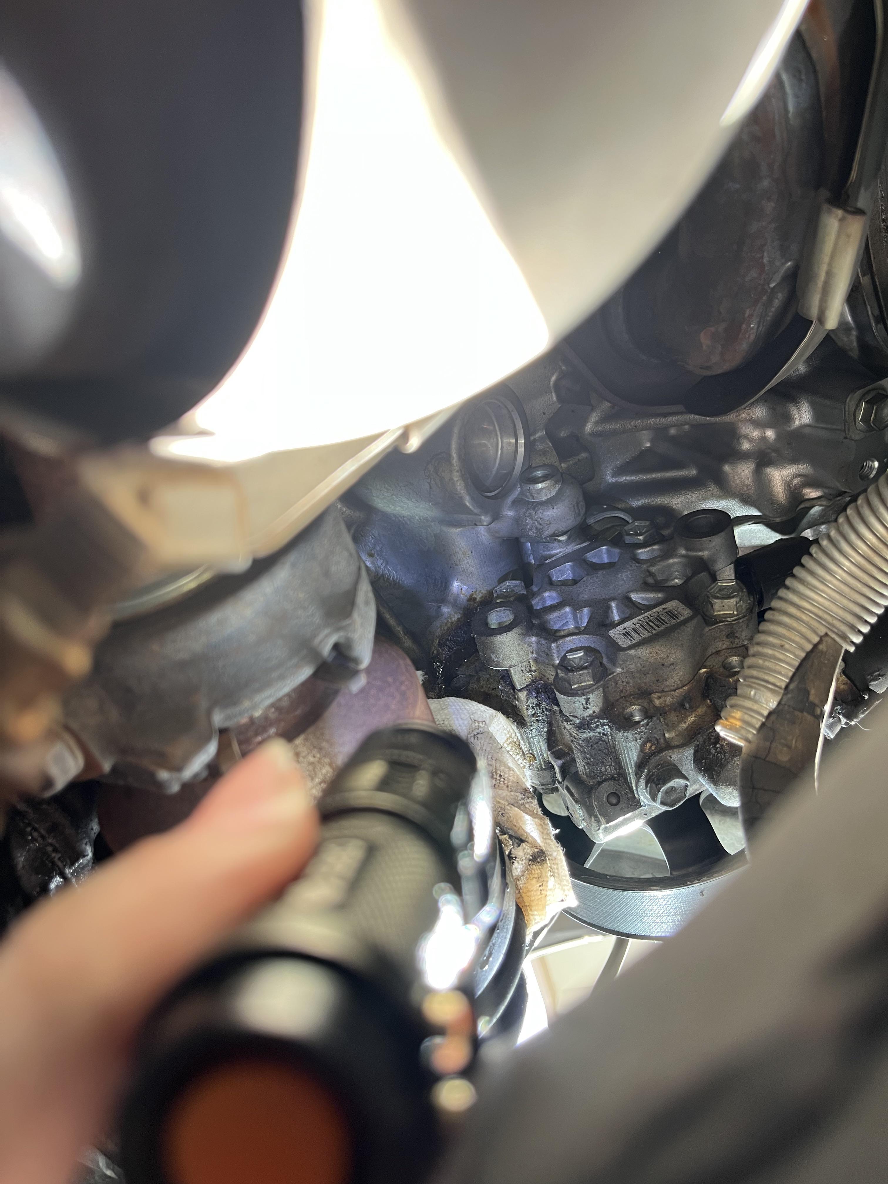 Where is this leak originating? Leaking from somewhere directly above power steering pump. 2007 ...