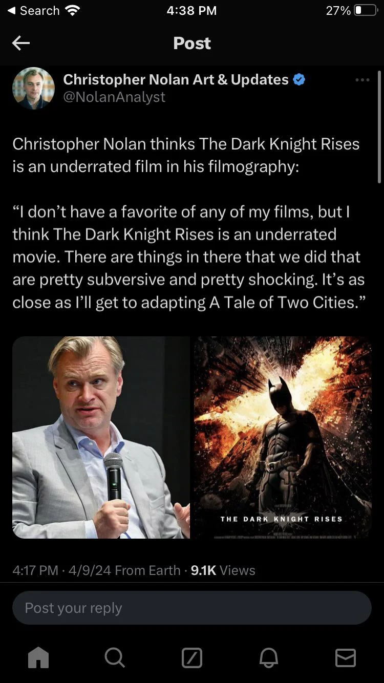 Christopher Nolan’s thoughts on TDKR: | Scrolller