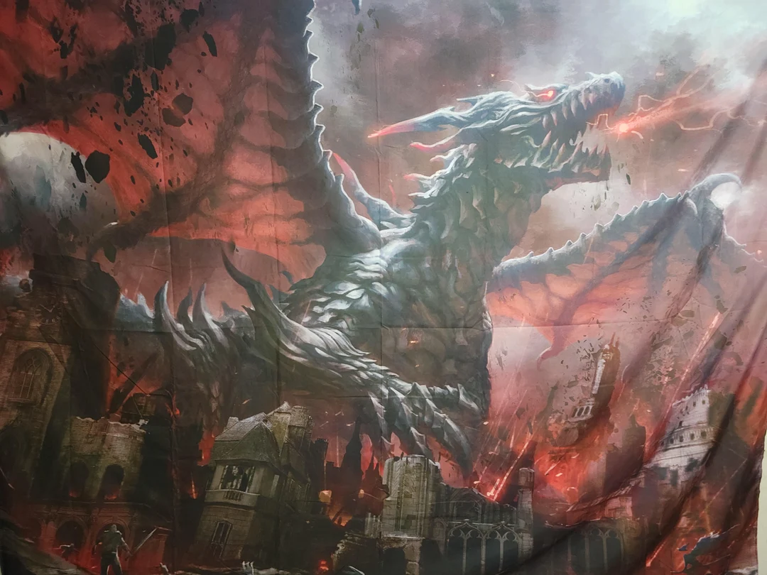 I just got this tapestry for my bedroom wall, and I'm like... why did Alduin not look like this ...