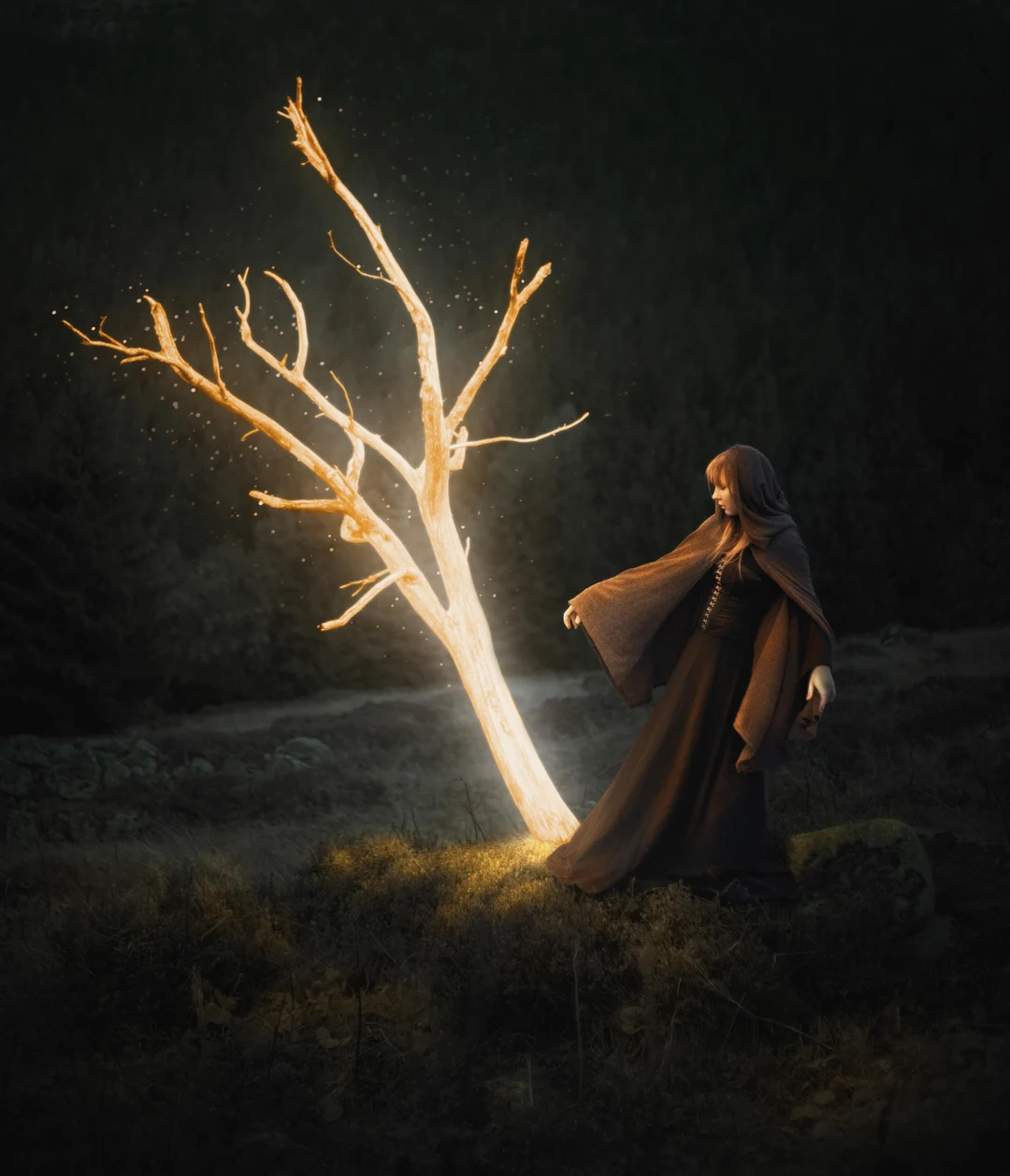 "The Glowing Tree", Erinthul, self-portrait photography and photo manipulation, 2023. | Scrolller
