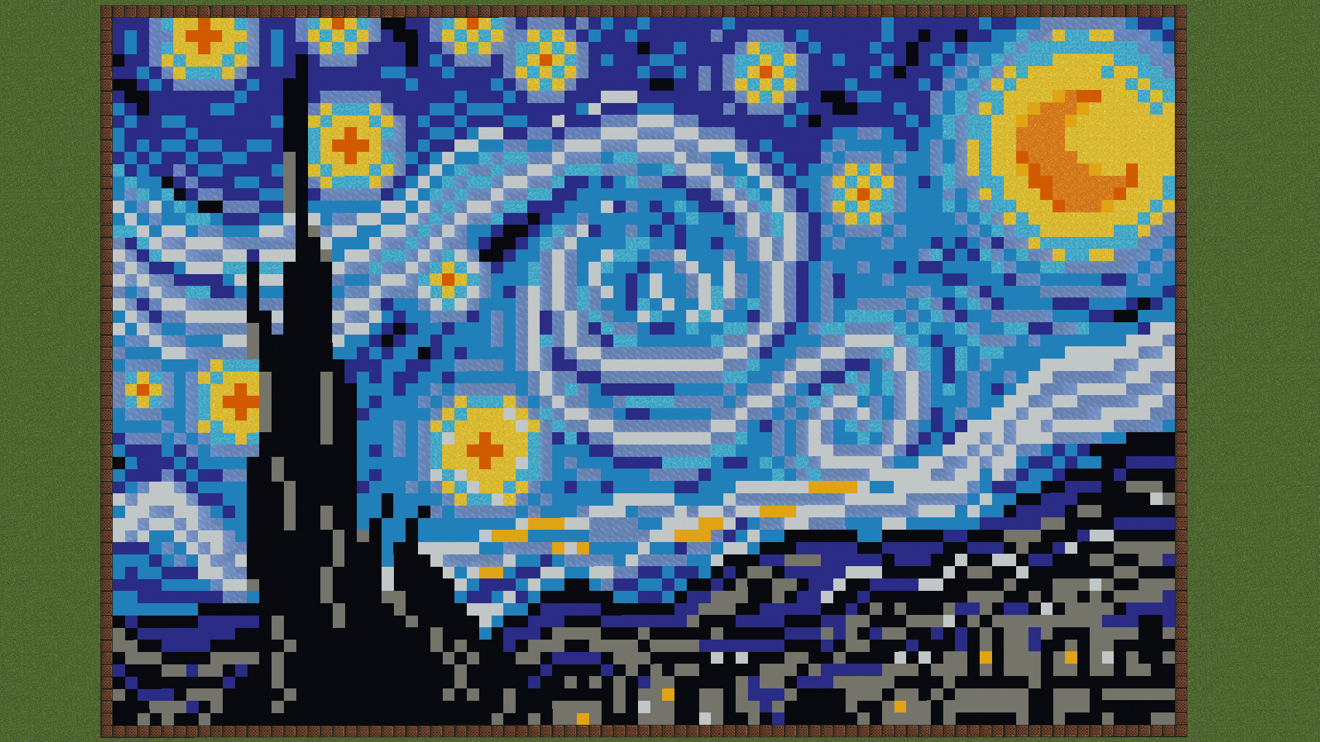 My version of the starry night made in minecraft. | Scrolller