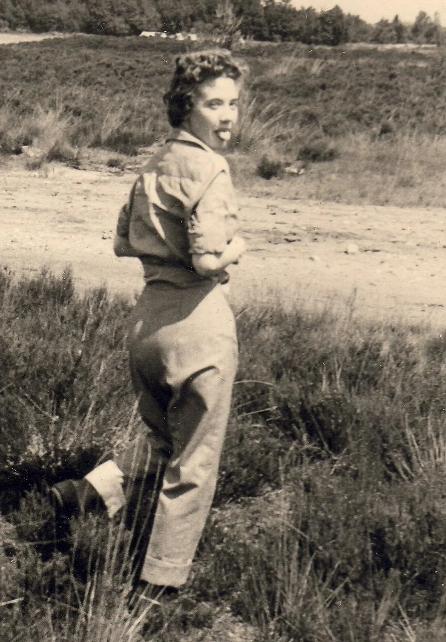 18-year-old mom being a cheek while on a hike, 1956 | Scrolller