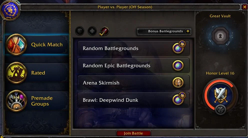 Anyone know why i do not have the option for solo shuffle? I am able to pick up the quest. Im on ...