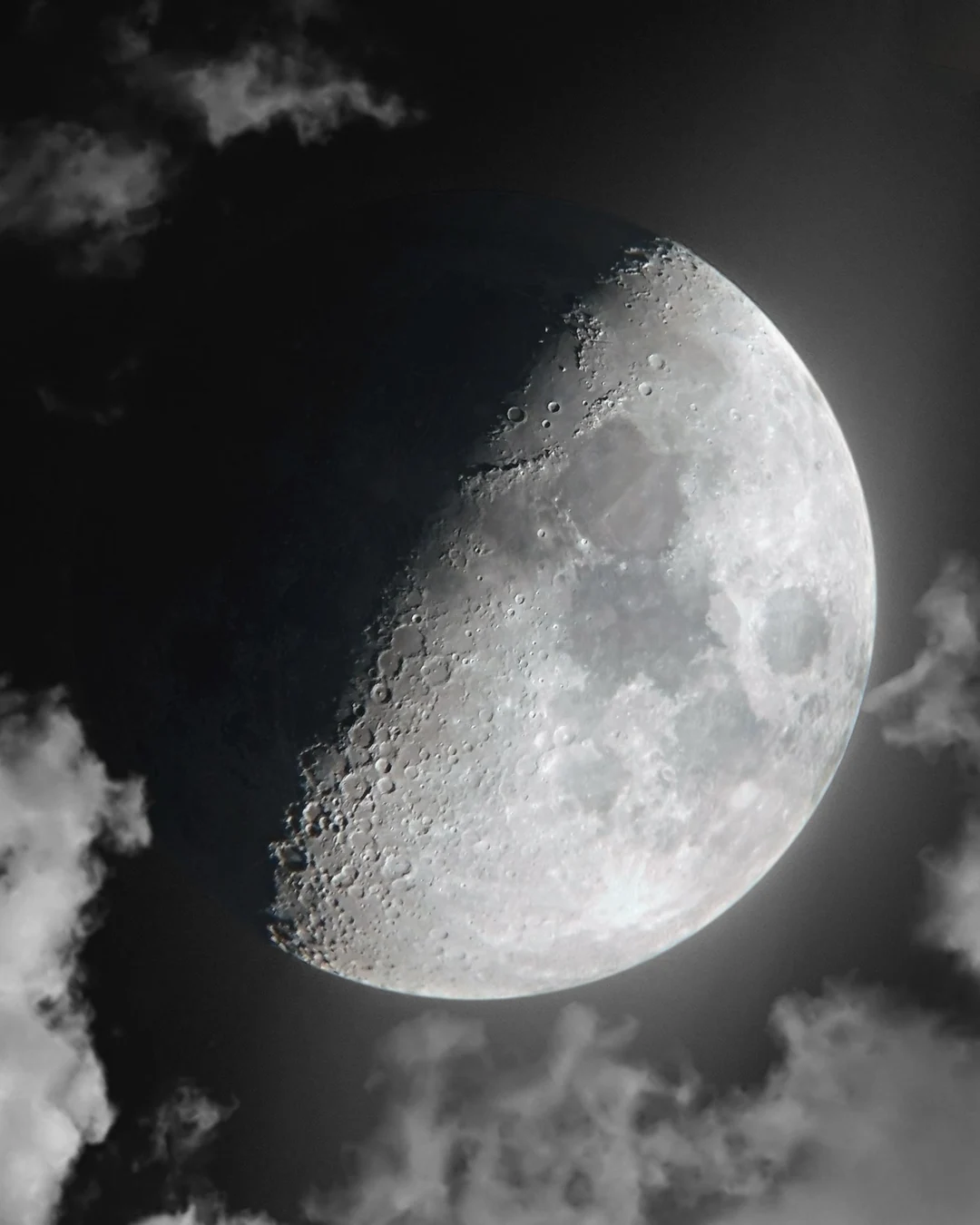 Moon composite made with images captured by my 4" telescope and smartphone | Scrolller