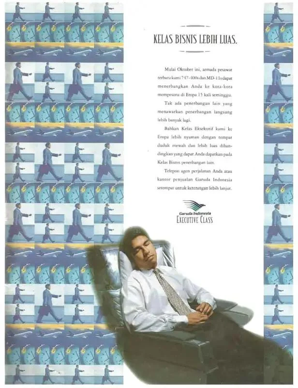 Iklan kelas bisnis Garuda Indonesia tahun 1995 | Scrolller