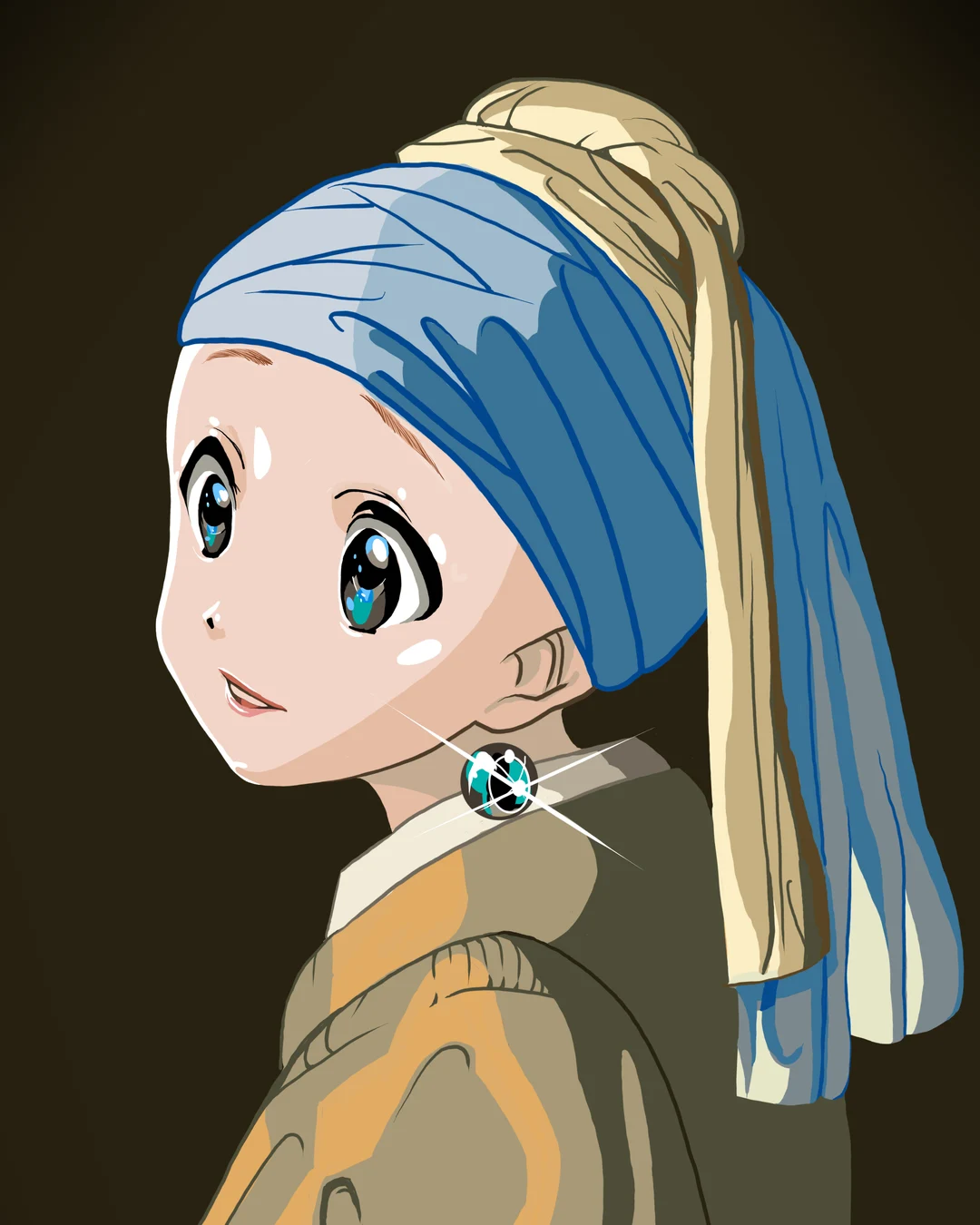 Girl with a Pearl Earring (in Japanese Pop Art Style), me, digital painting, 2023 | Scrolller