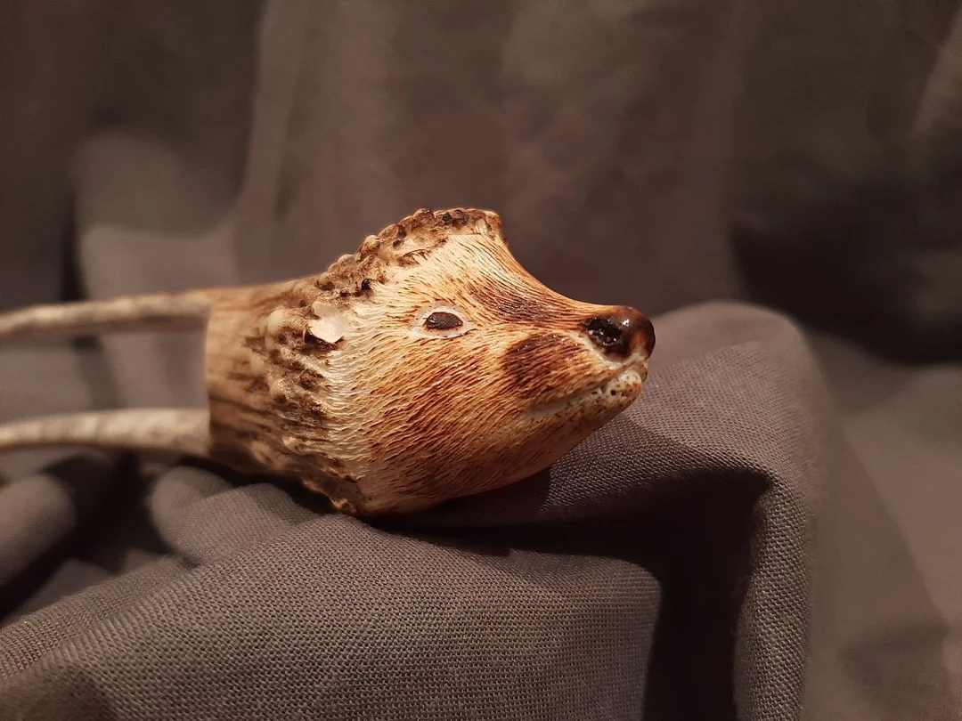 Hairpin Hedgehog, Me, Carved antler, 2022 | Scrolller