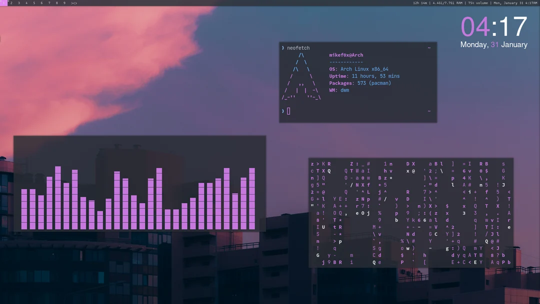 [DWM] First time installing Arch and ricing it:) | Scrolller