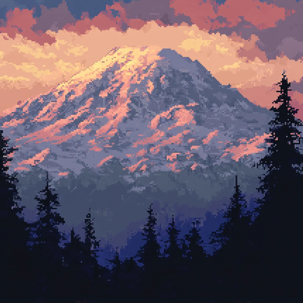Mt Rainier pixel art | Scrolller