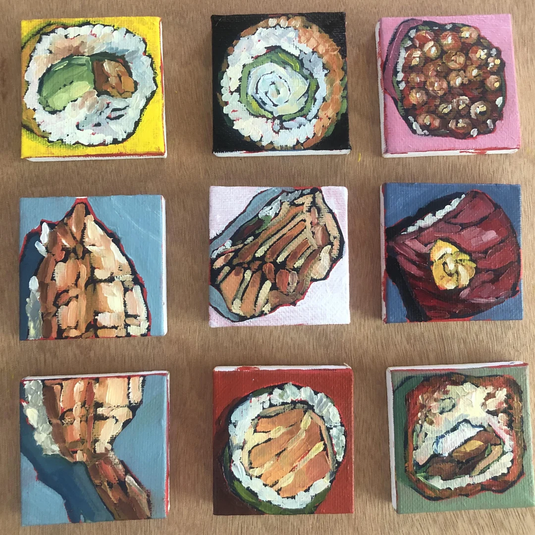 Sushi Tiles, Me, Oil on Canvas, 2021 | Scrolller