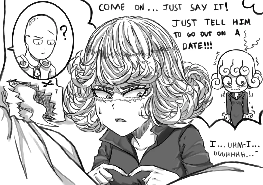 Tatsu trying to ask Saitama something... art by @SartKyle | Scrolller