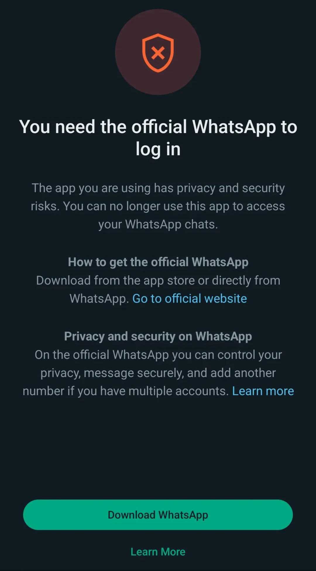 You need the official WhatsApp to log in bug | Scrolller