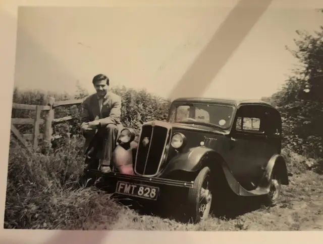 Gramps in front of his first car. 1956 | Scrolller