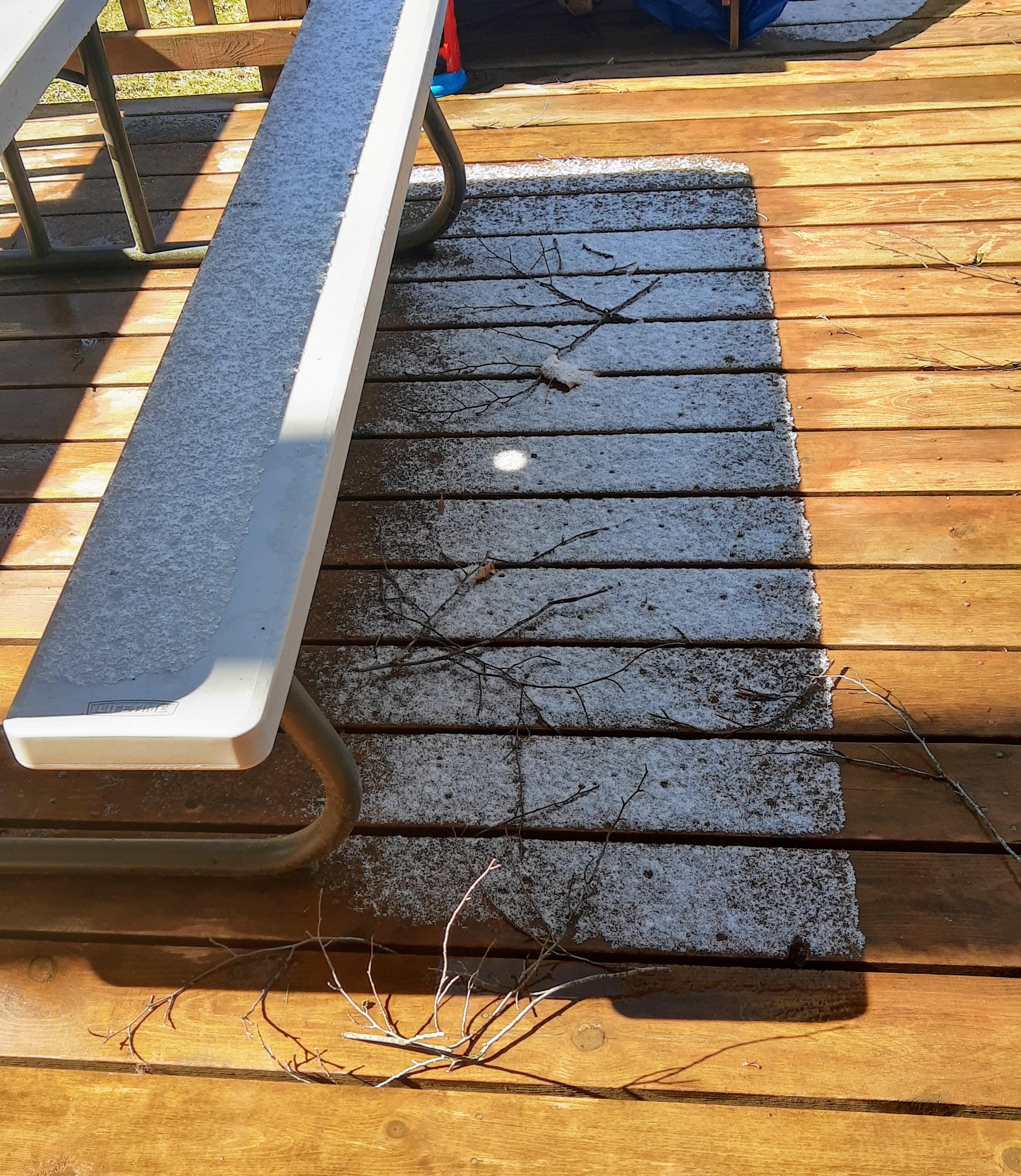 Sharp shade/sun and snow/dry lines on my deck | Scrolller