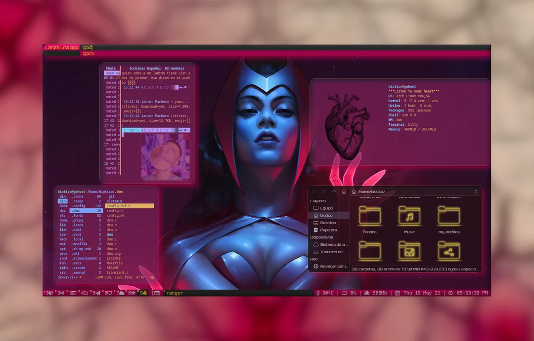 Discover more like Unixporn: [DWM] The witch casts spells with dwm/- and Related Content | Scrolller