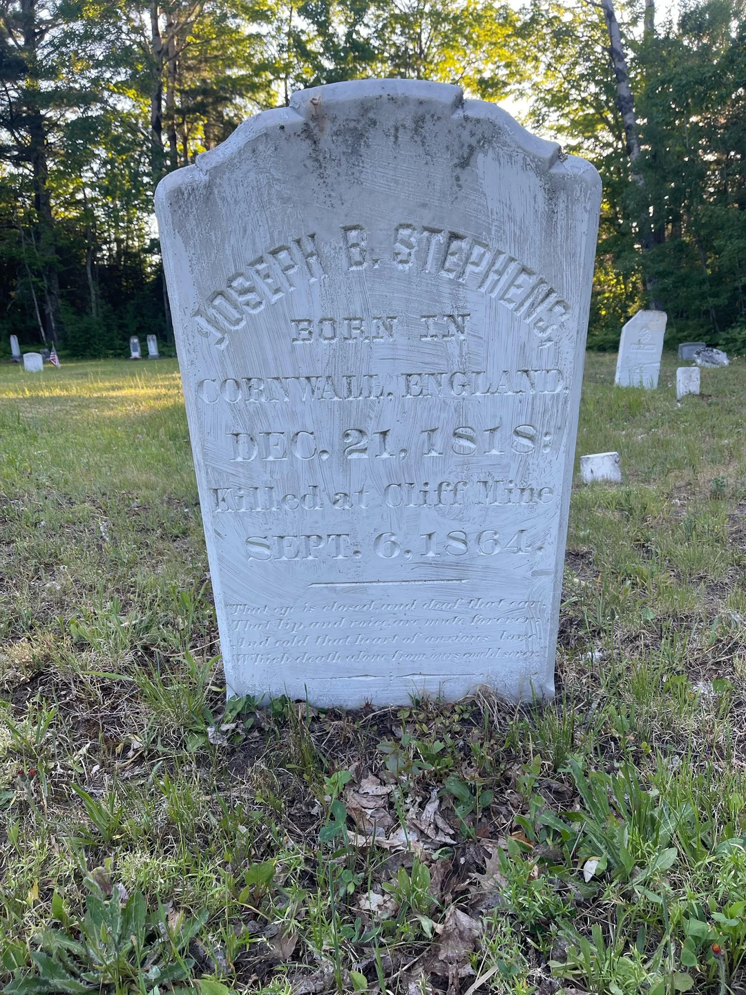 Killed at Cliff Mine - Evergreen Cemetery, Eagle River, MI | Scrolller