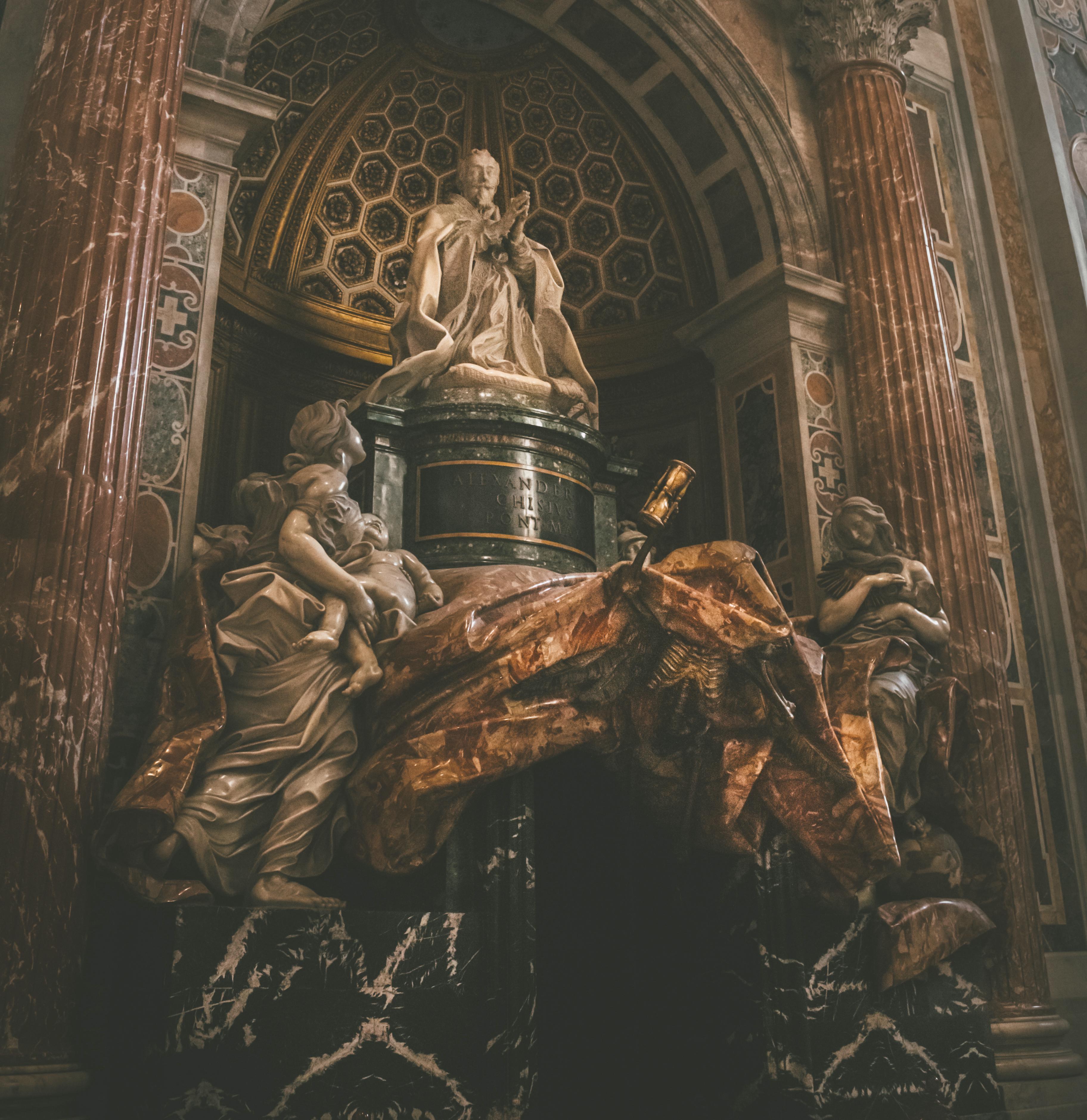 Tomb of Pope Alexander VII, Gian Lorenzo Bernini, marble and jasper sculpture, 1678 | Scrolller