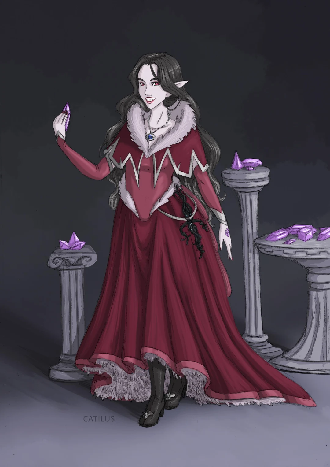 [OC] [ART] Shadow Queen, High Elven Vampire Shadow Sorceress and Assassin – by Catilus | Scrolller