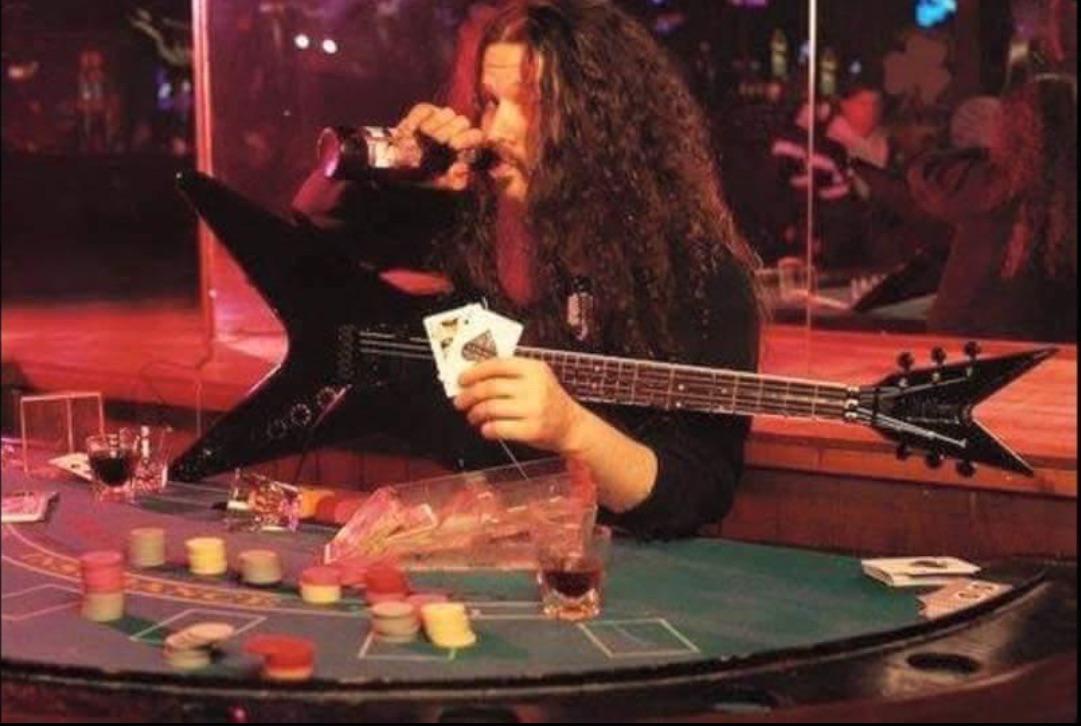 Dimebag Darrell playing blackjack with his Washburn Blackjack~1994 | Scrolller
