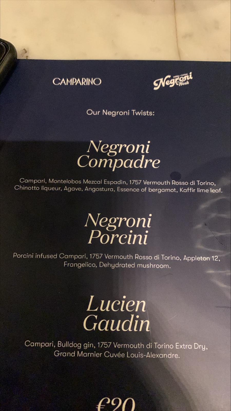 Negroni week versions, Camparino Milano | Scrolller
