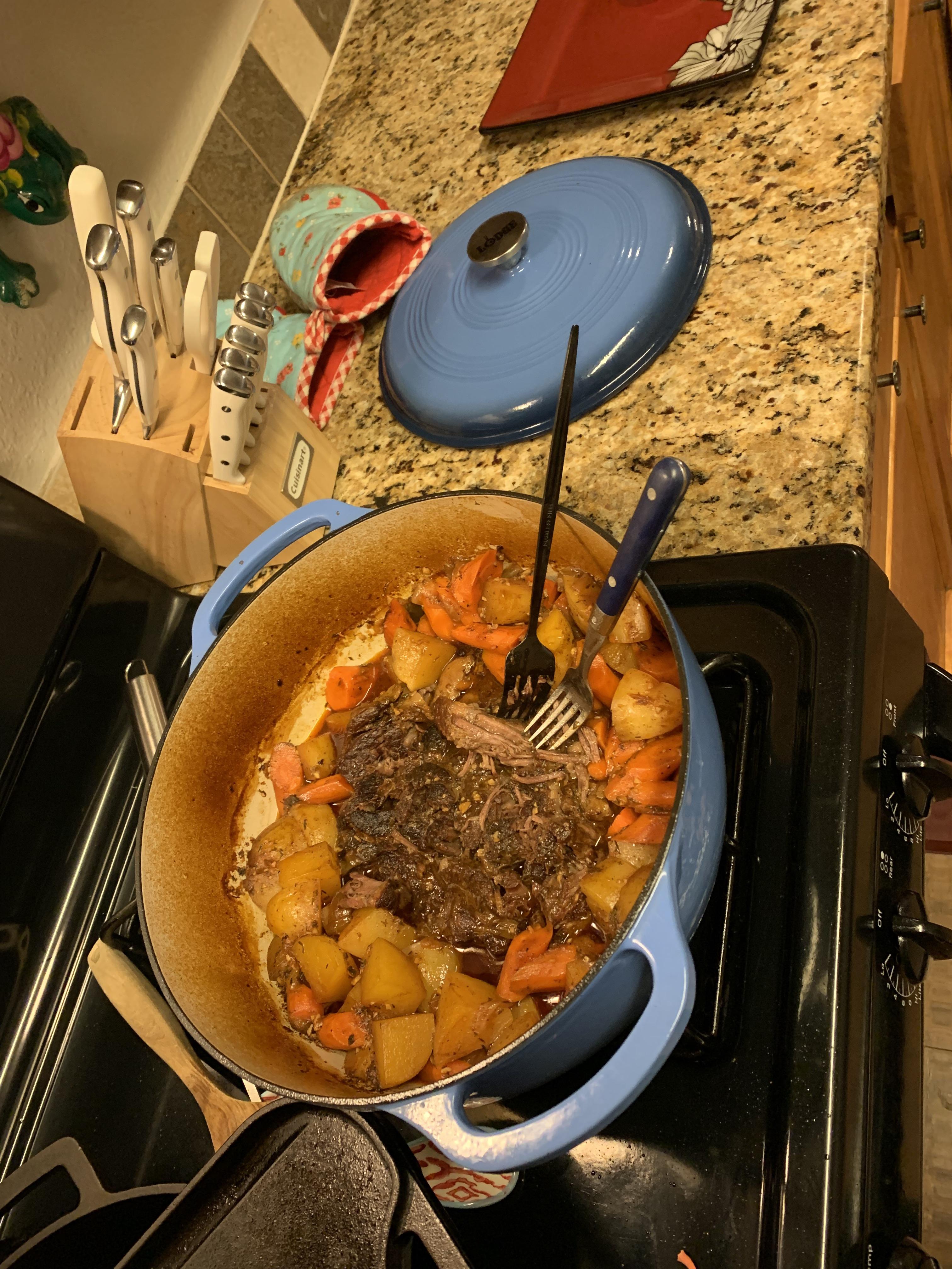 First time using my new Dutch oven for some pot roast (it turned out delicious) | Scrolller