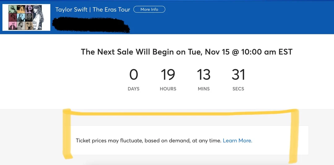 "Ticket prices may fluctuate, based on demand, at any time." | Scrolller