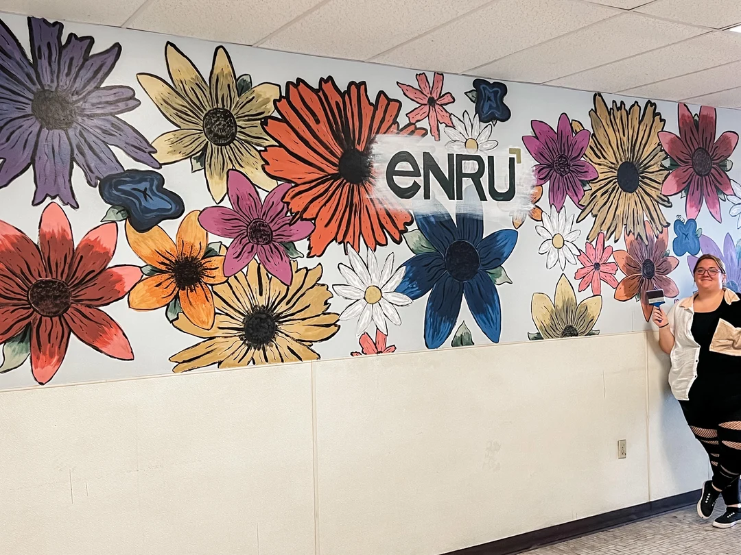 Abstract Flower Mural, Tayraur (me), House paint on wall, 2023 | Scrolller