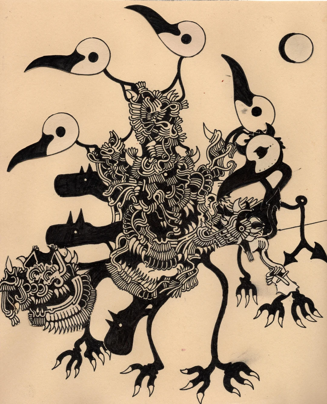The continued metamorphosis of the Cerberus and Thoth hybrid, Frank N. Pine, ink, 2024 | Scrolller