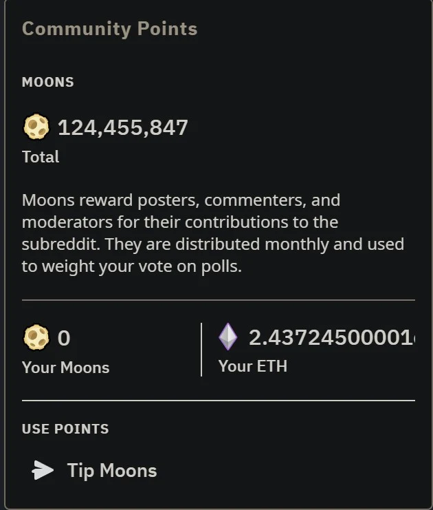 Does anyone know why it says I have ETH under my community points? | Scrolller