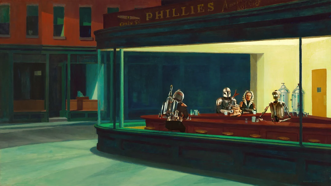 Nighthawks: The Mandalorian by /u/mandal0re [3840x2160] | Scrolller