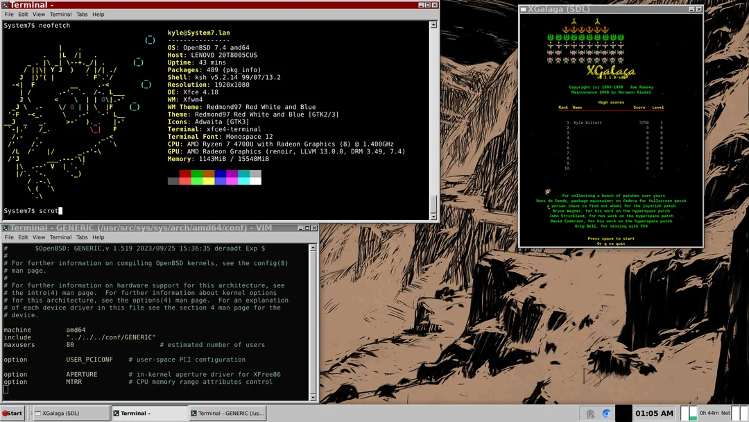 [XFCE] First rice attempt ever on my ThinkPad E15 Gen 2 AMD with OpenBSD 7.4 | Scrolller