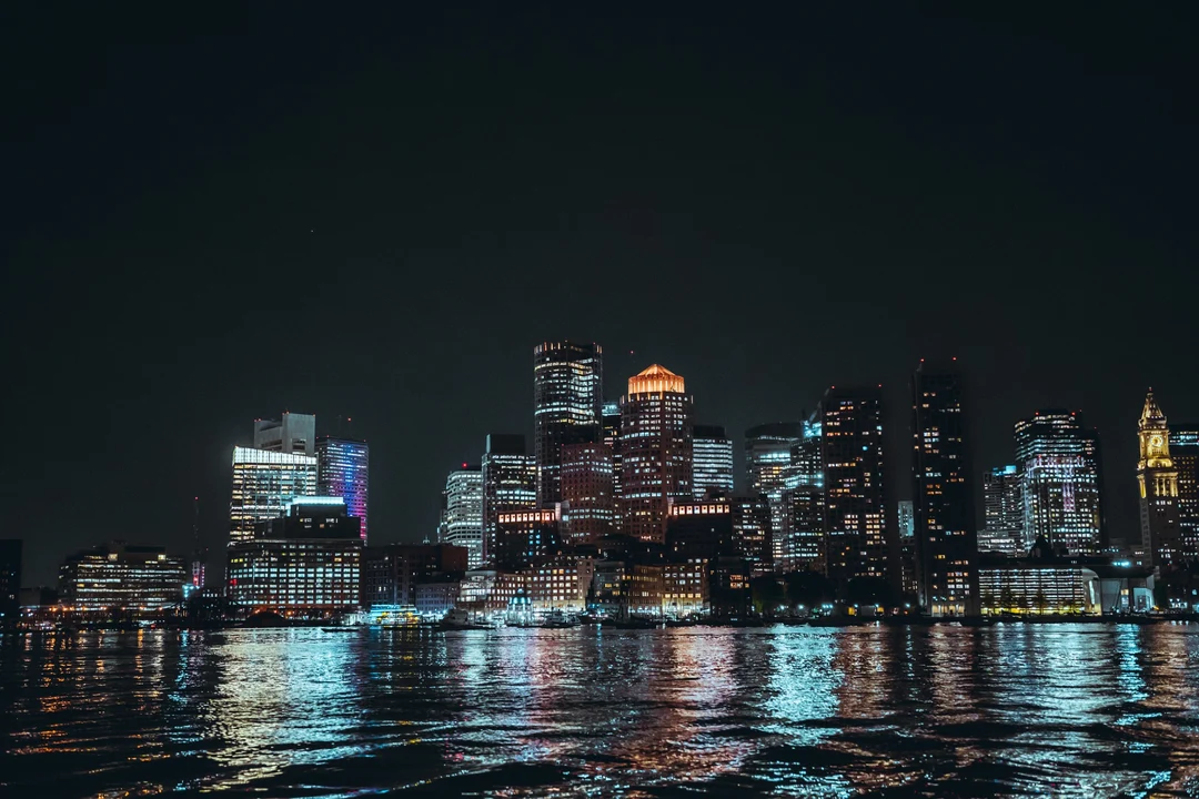 Boston MA from the water at night | Scrolller