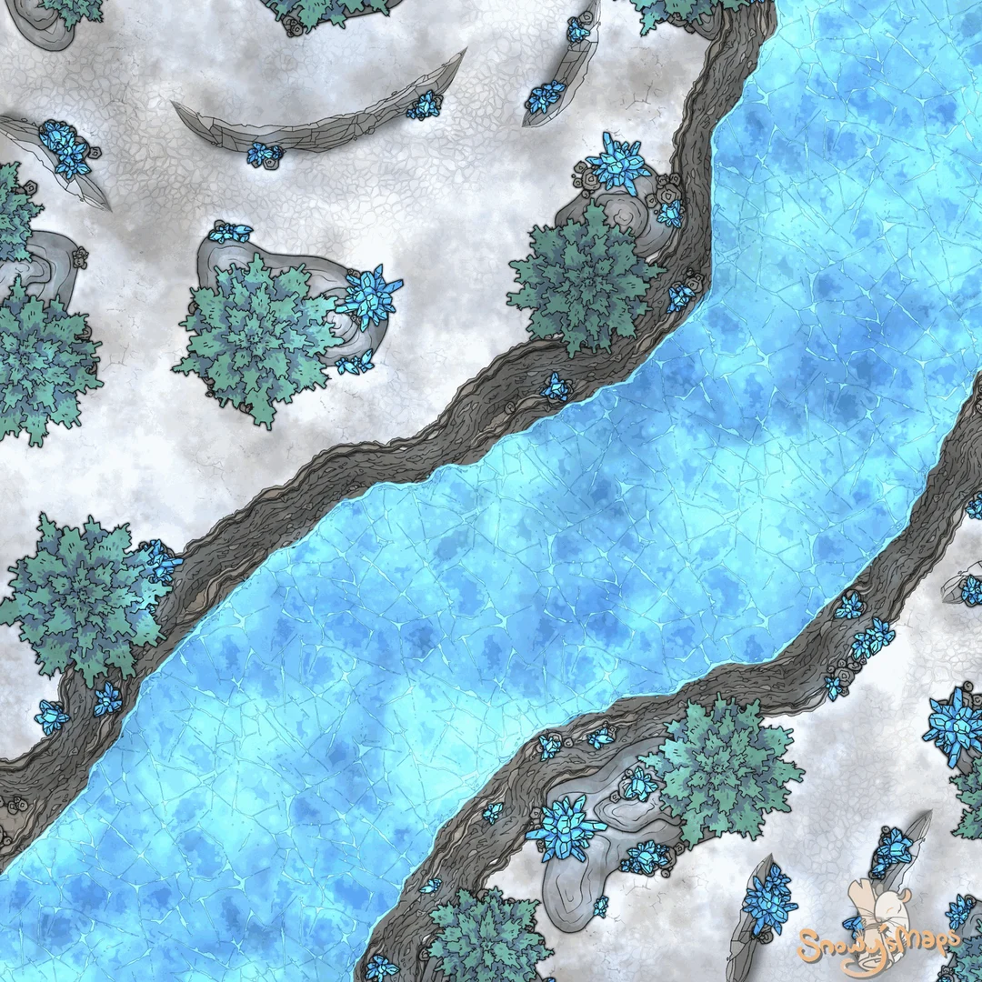 [30x30] Icy River Phased Battlemap! My first map from a series of environmental encounters ...