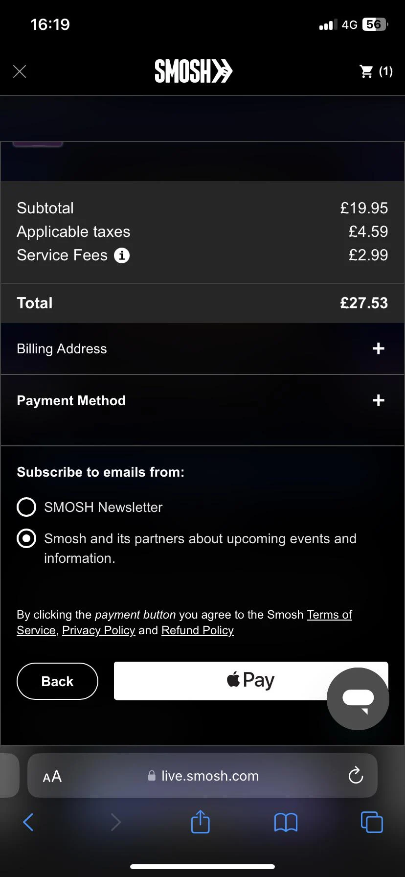 Live show prices | Scrolller