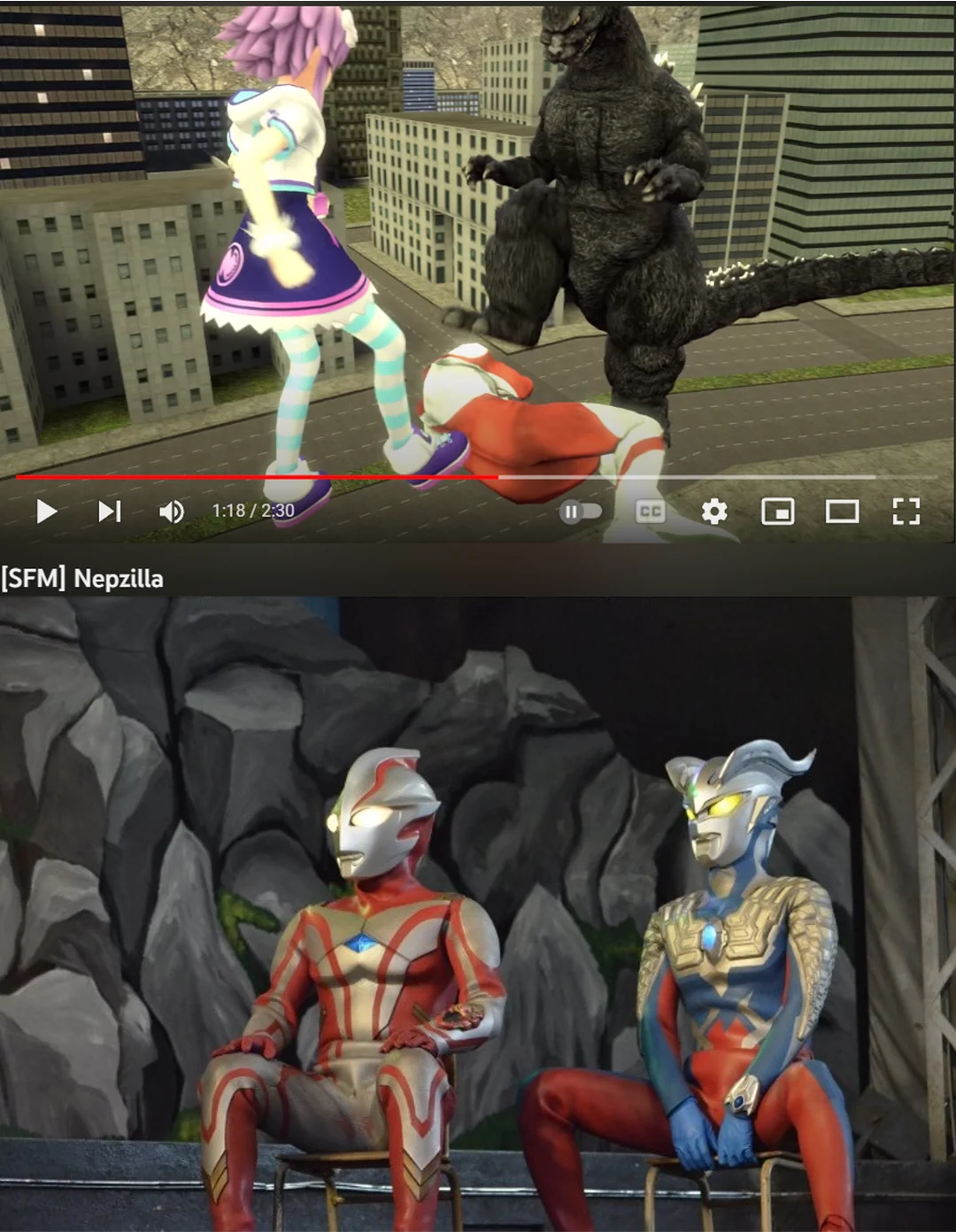 Mebius and Zero reaction to Man Nii-san getting beaten up by Neptune and Godzilla | Scrolller